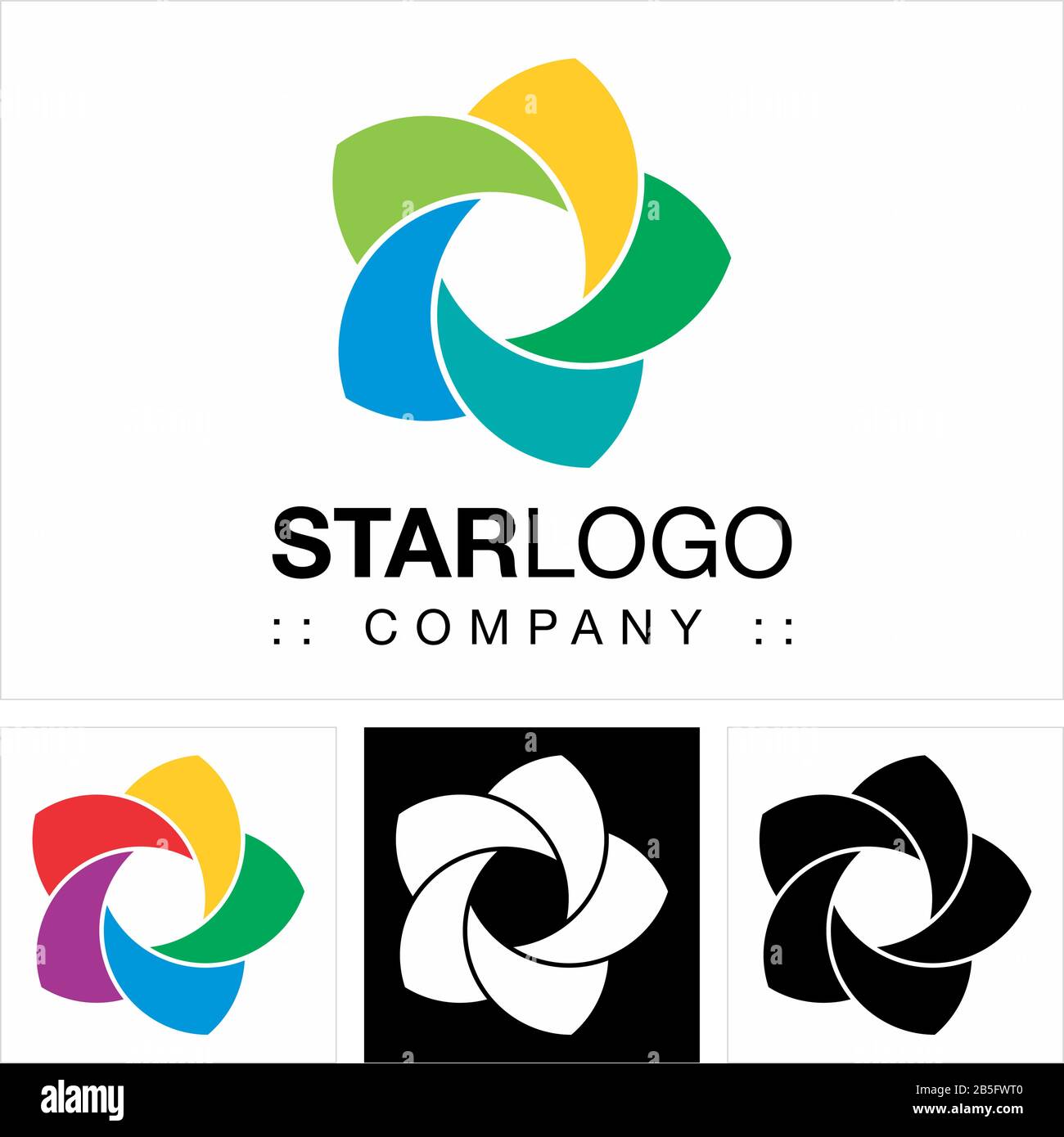 Star Vector Symbol Company Logo. Pentagon Spiral Color Gradient Style ...