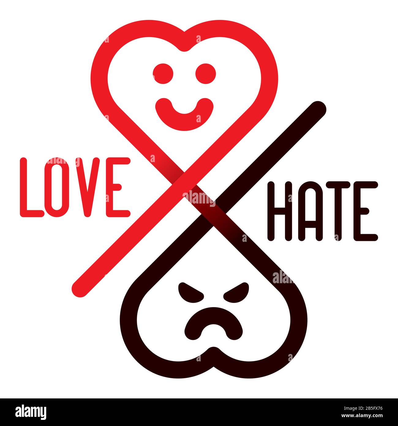 Love and Hate (Duality) Minimal Vector Illustration. Creative Opposite Concept Design Idea ...