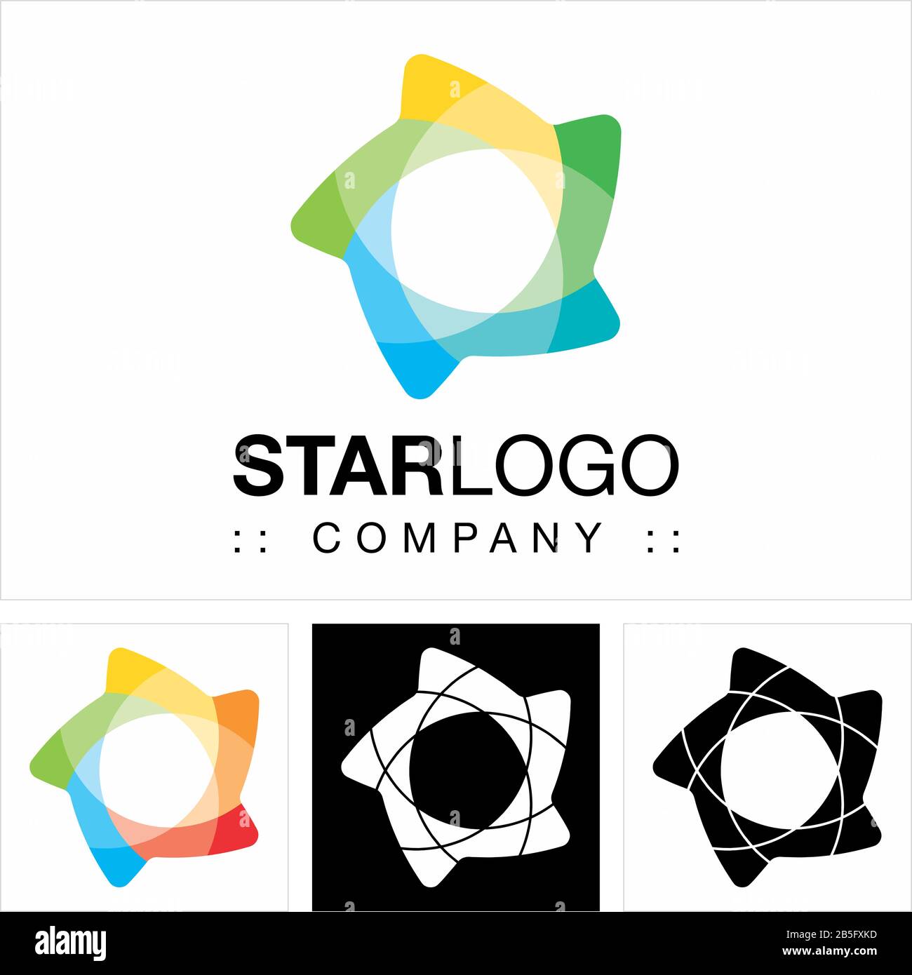 Star Vector Symbol Company Logo. Pentagon Spiral Color Gradient Style ...