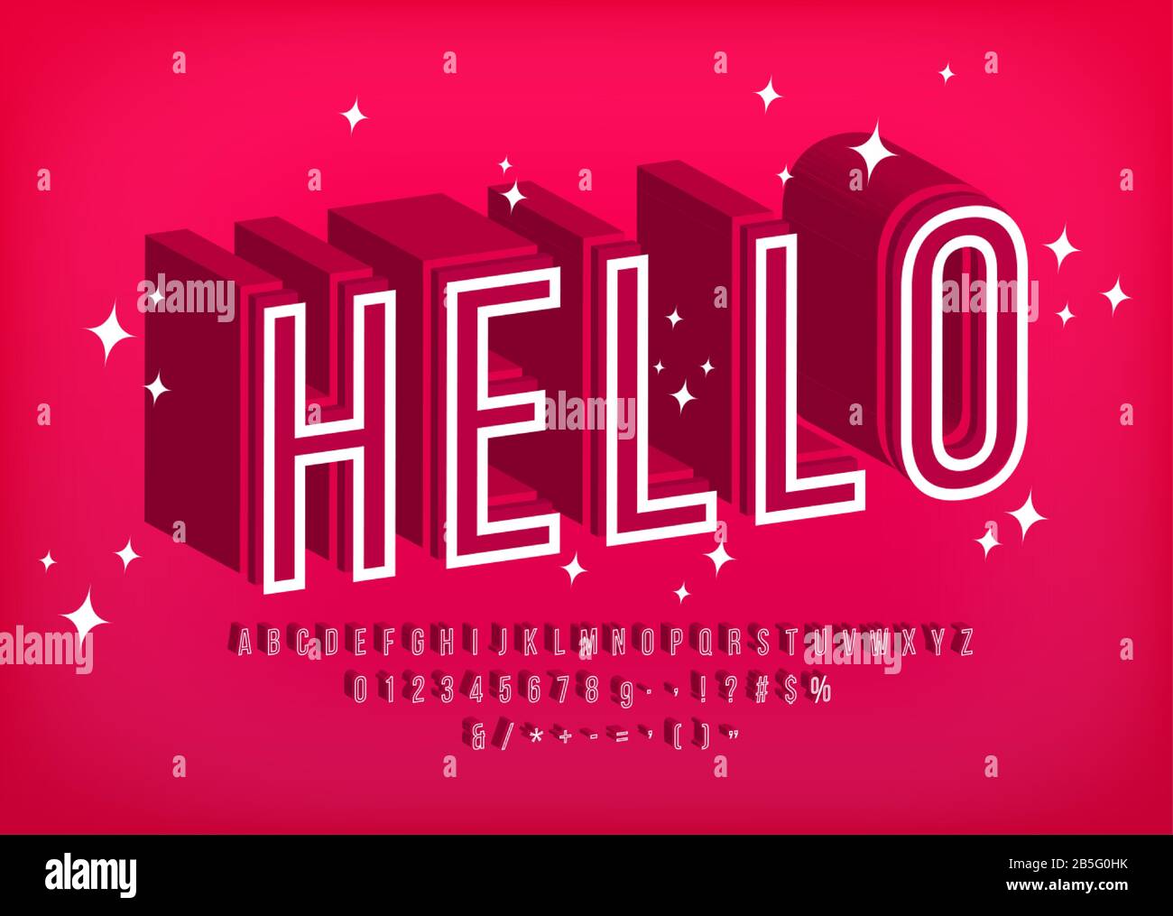 Modern 3D font Hello, Outline alphabet for poster design Vector Stock ...