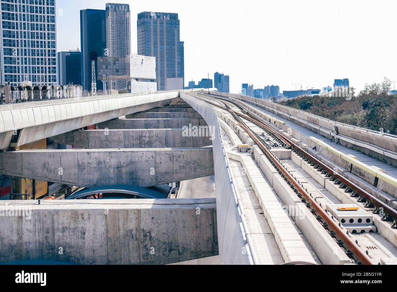 bts skytrain train railroad railway track in Bangkok, Thailand Stock ...