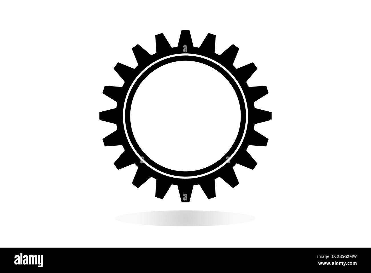 Black And White Vector Flat Icon Of Machine Cogwheel. Gear Wheel, Cog, Clockwork Round Detail ...