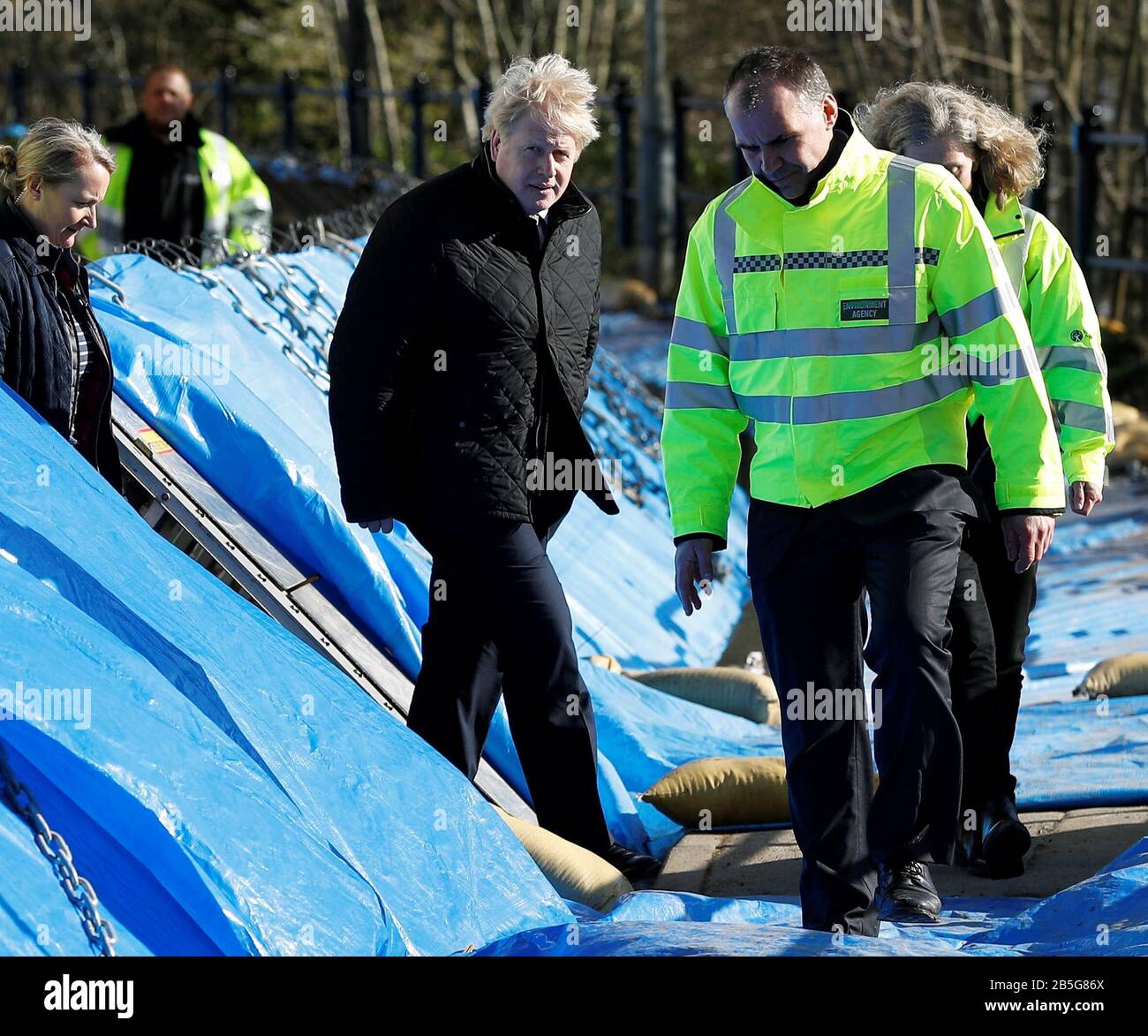 Prime Minister Boris Johnson Surveys Flood Defences In Bewdley In
