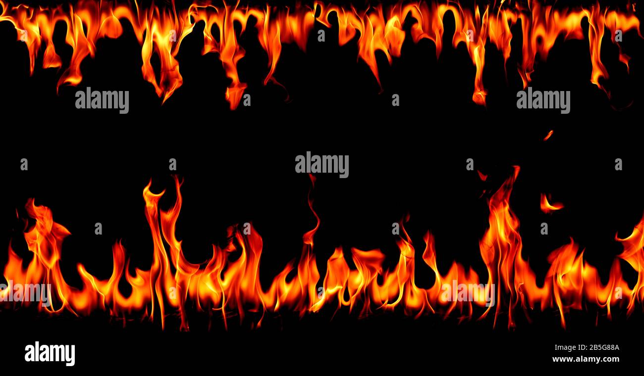 Fire flames on Abstract art black background, Burning red hot sparks ...