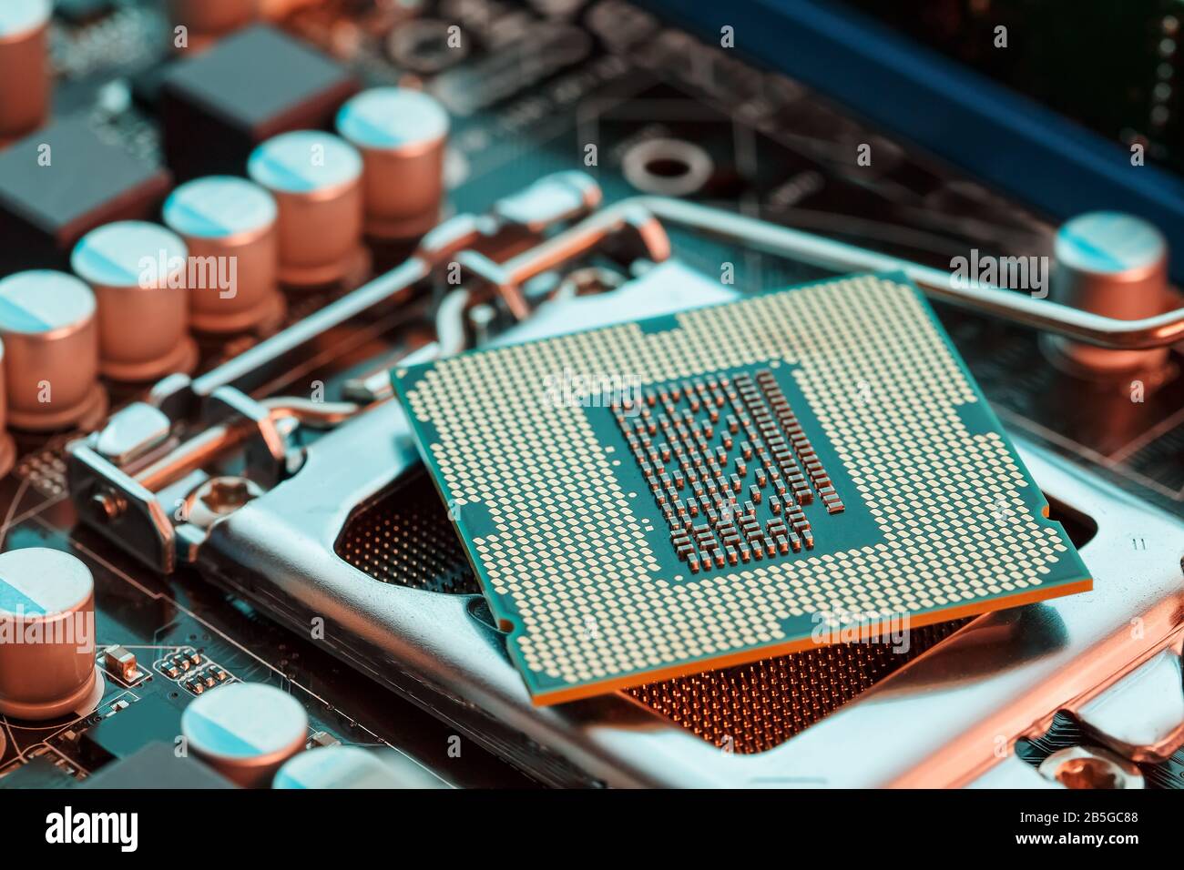 Close-up of CPU Chip Processor. Selective Focus Stock Photo - Alamy