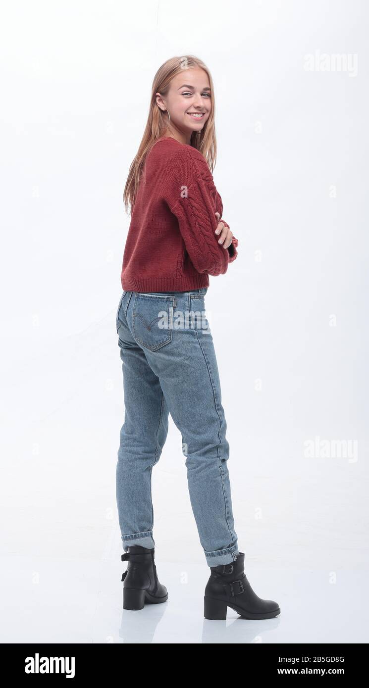 full length . modern young woman stepping forward Stock Photo - Alamy