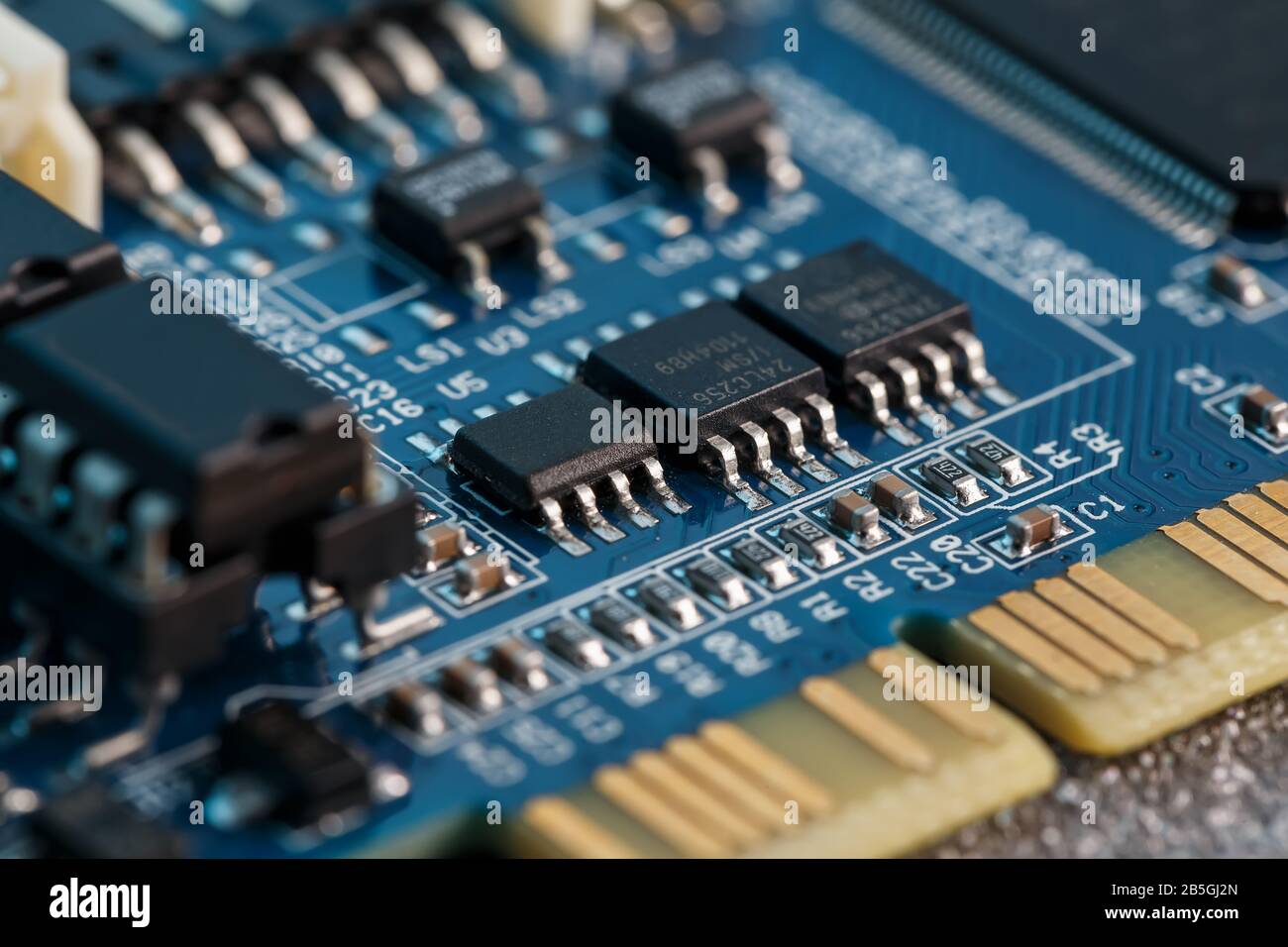 Computer motherboard processor capacitors chips hi-res stock ...