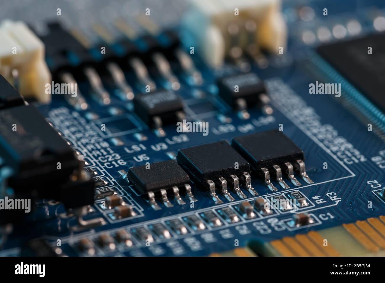 Computer motherboard processor capacitors chips hi-res stock ...