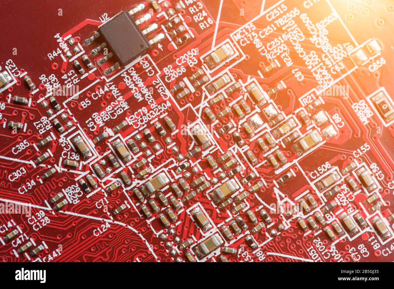 Computer motherboard processor capacitors chips hi-res stock ...