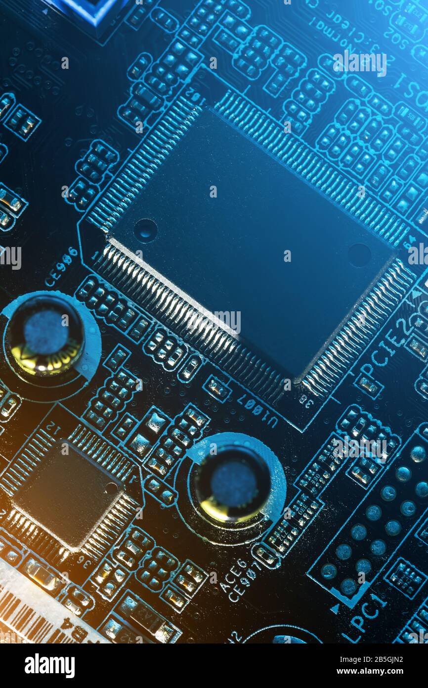 Electronic circuit board close up. Processor, chips and capacitors. Inside computers Stock Photo ...