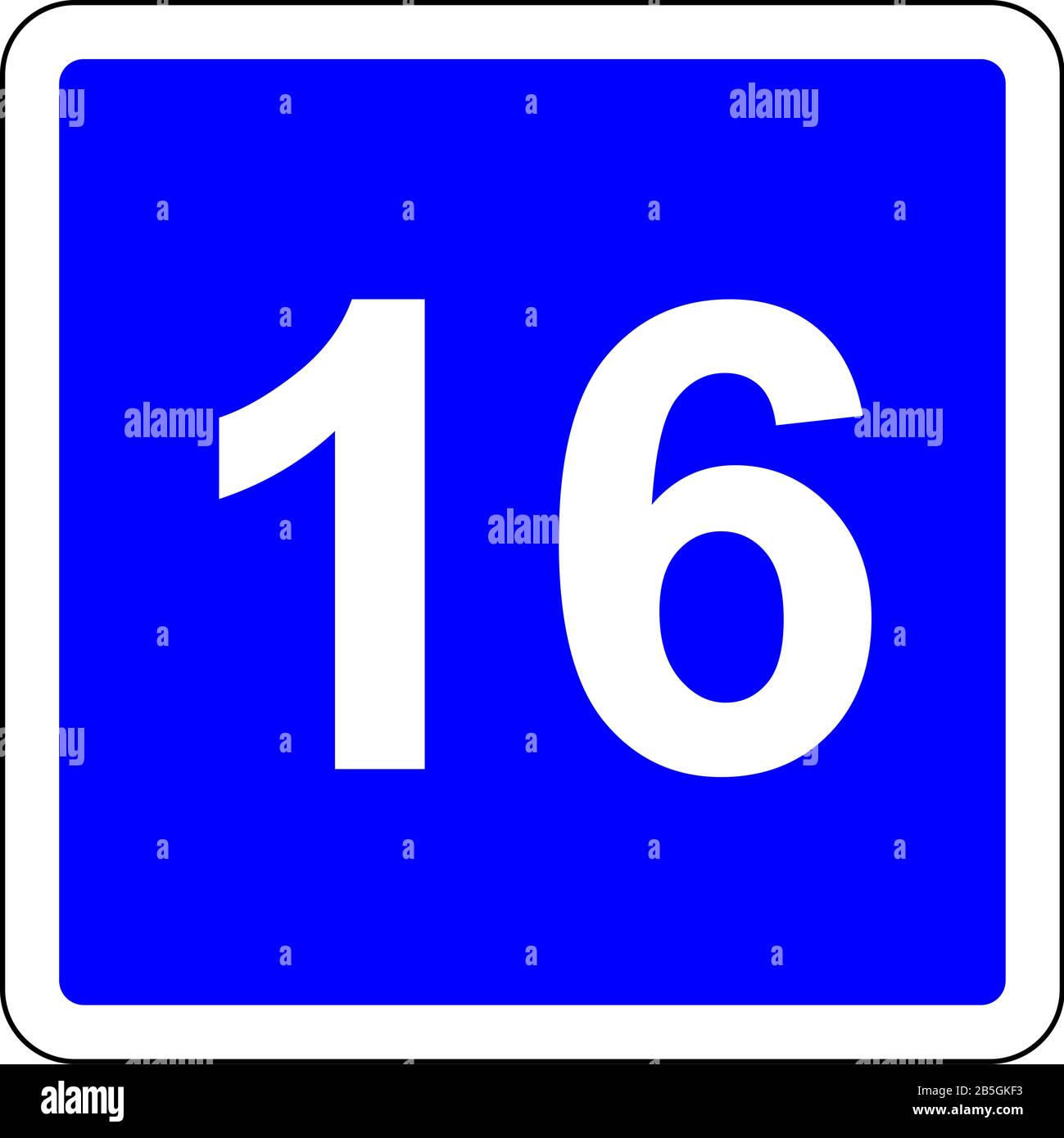 16 years allowed blue sign on white background Stock Photo - Alamy