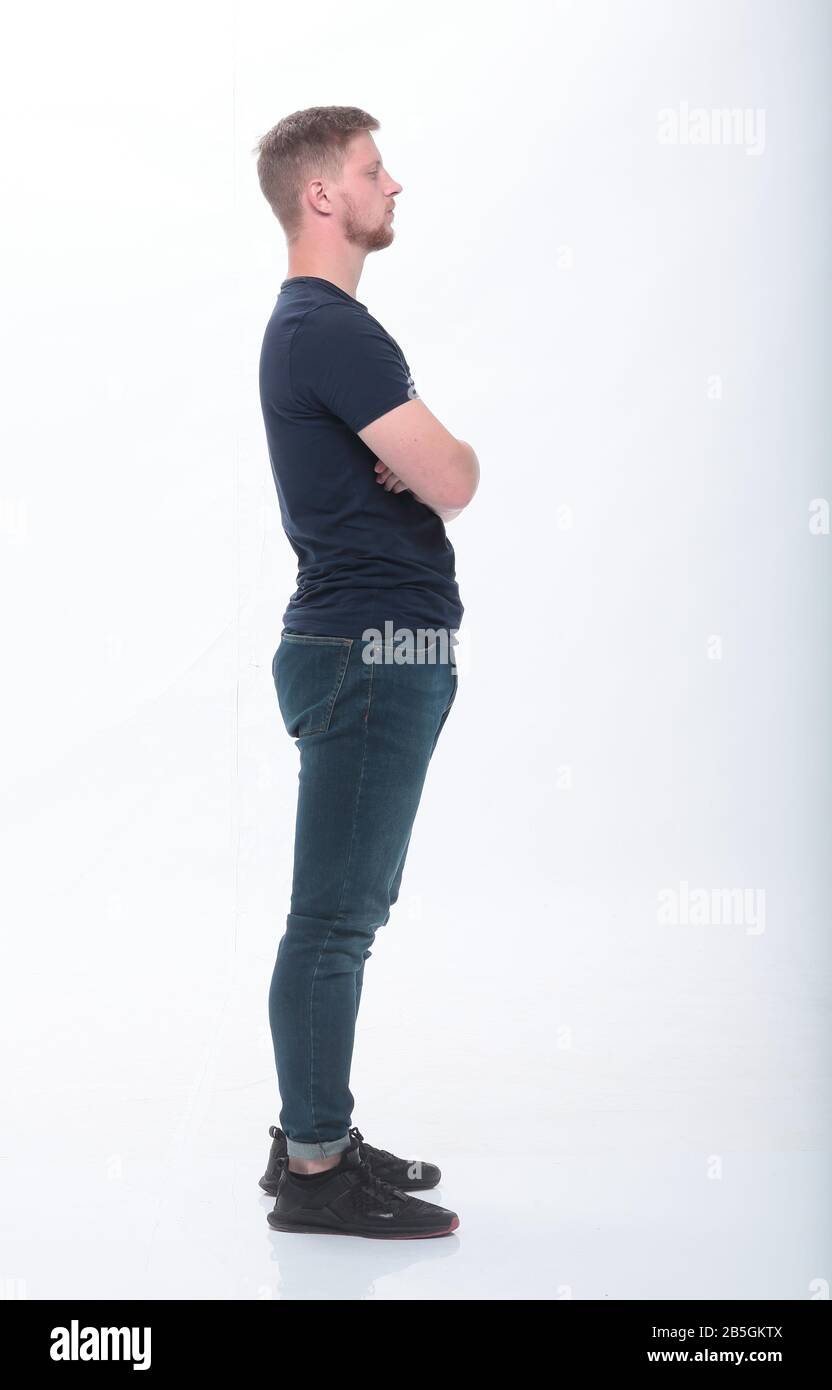 serious young man looking forward . isolated on white Stock Photo - Alamy