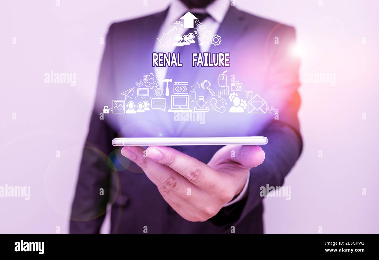 Text sign showing Renal Failure. Business photo text medical condition ...
