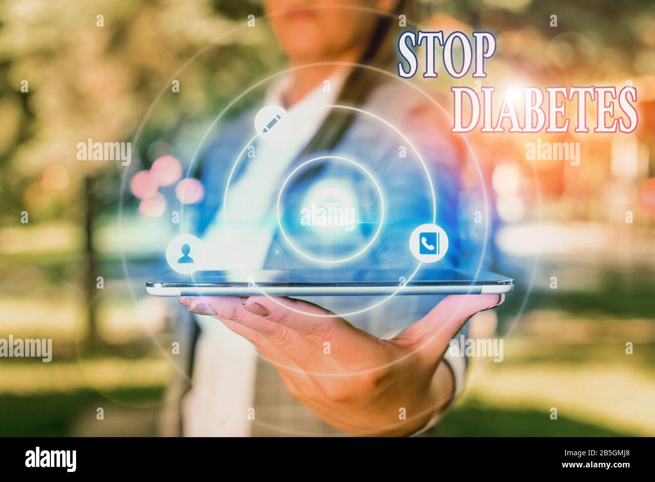 Text sign showing Stop Diabetes. Business photo showcasing prevent the ...