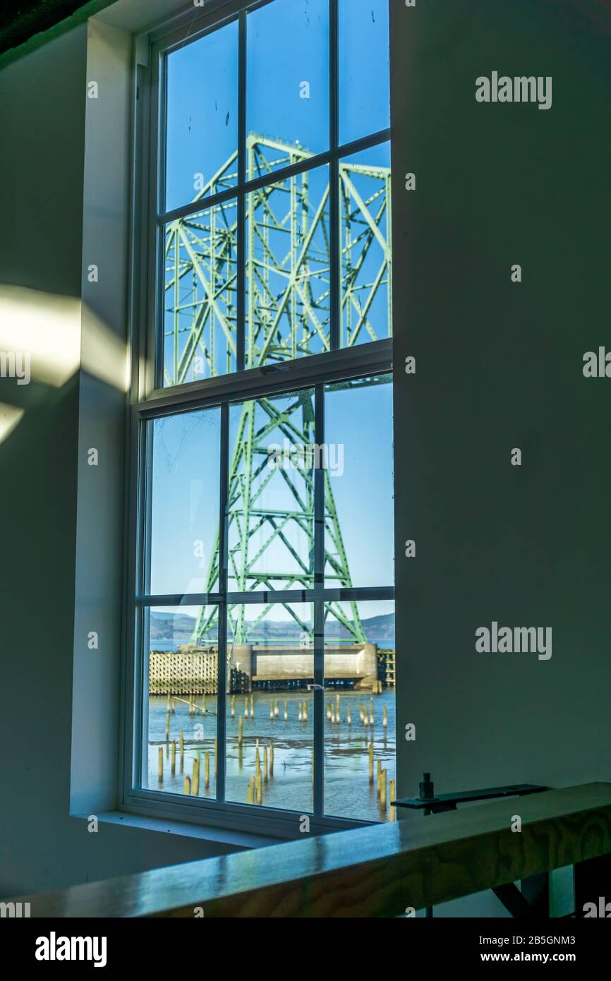 A view of the Astoria-Megler bridge through a window Stock Photo - Alamy