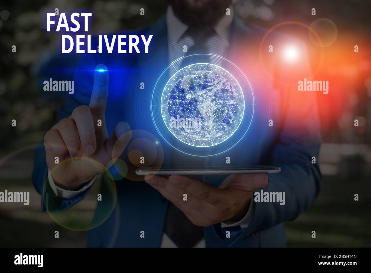 Writing note showing Fast Delivery. Business concept for Express action ...