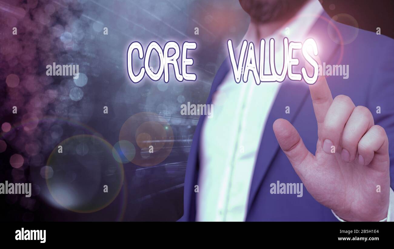 Word writing text Core Values. Business photo showcasing the ...