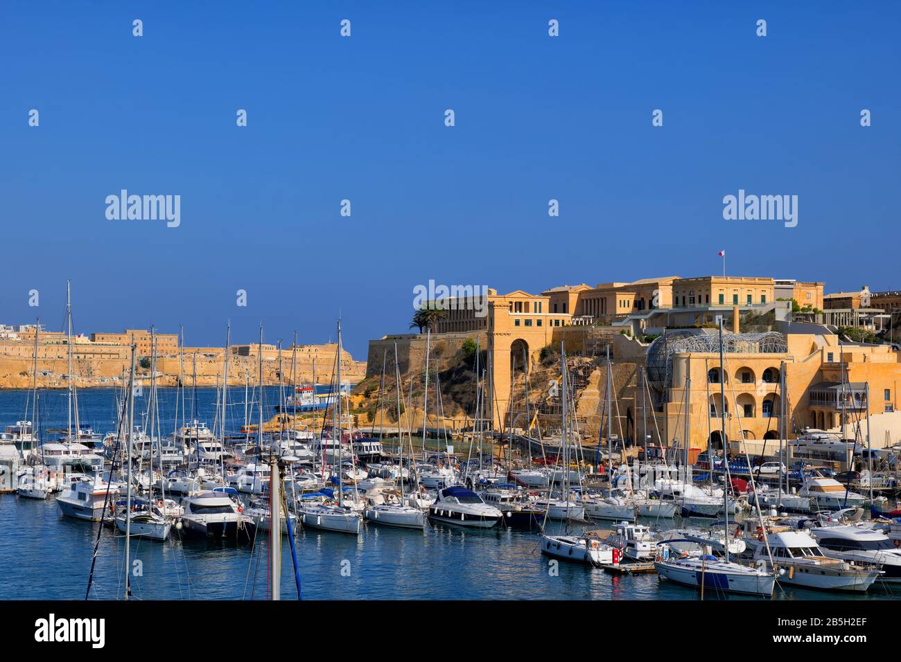 Kalkara marina and town on Malta island in the Mediterranean Sea ...
