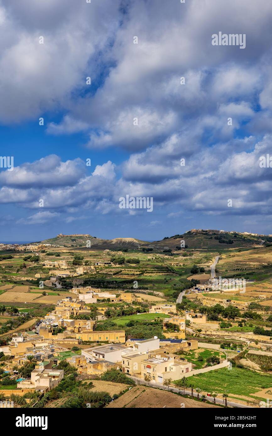 Gozo island countryside landscape in Malta, aerial view Stock Photo - Alamy