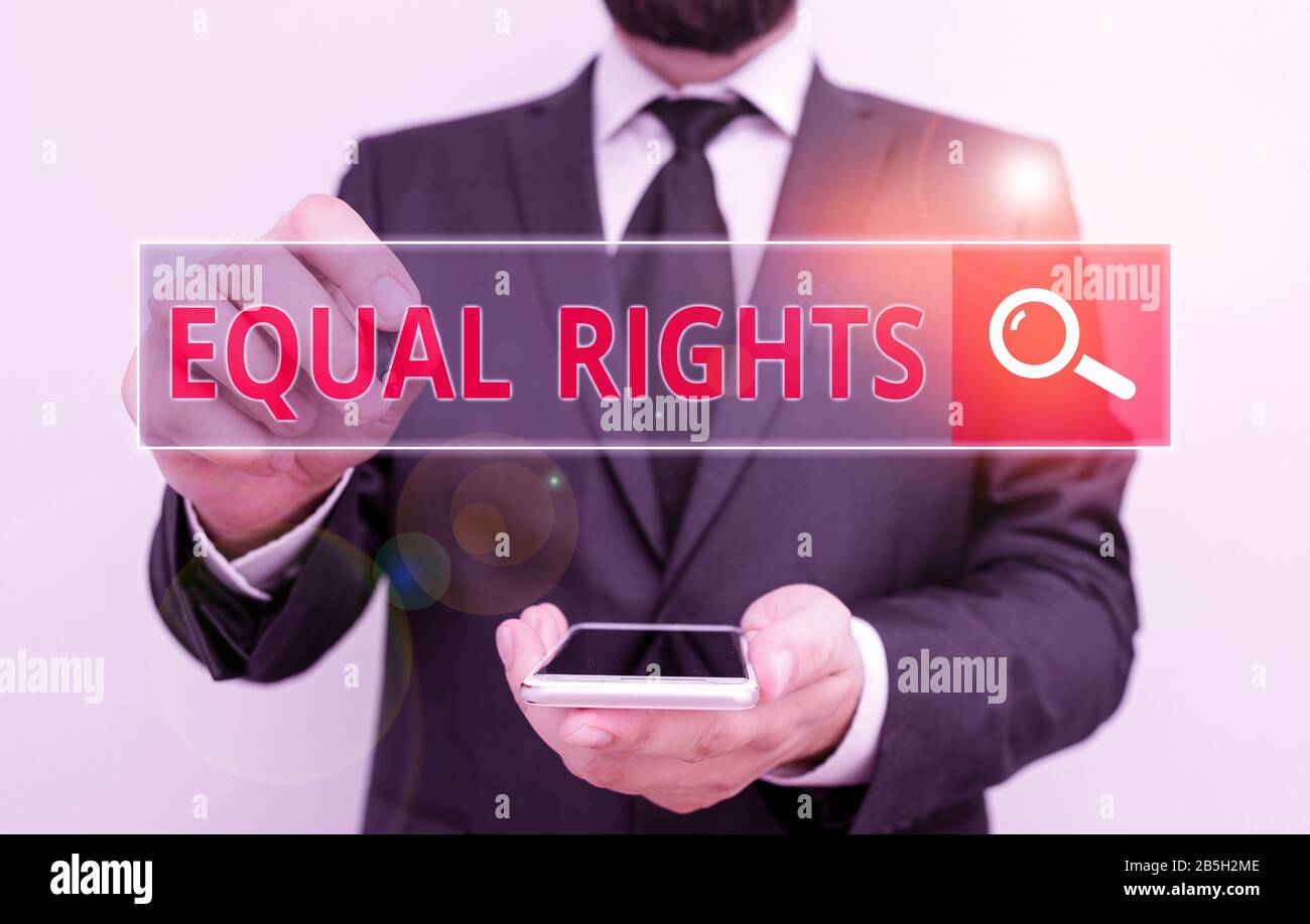 Conceptual hand writing showing Equal Rights. Concept meaning Equality ...