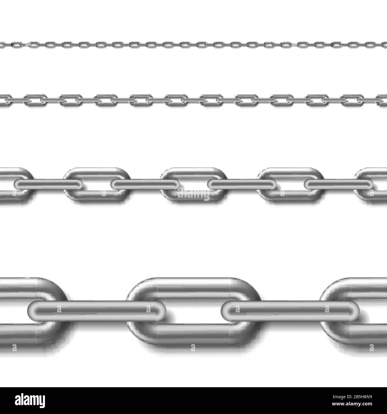 Seamless chain with shadow isolated on white background. Set of ...