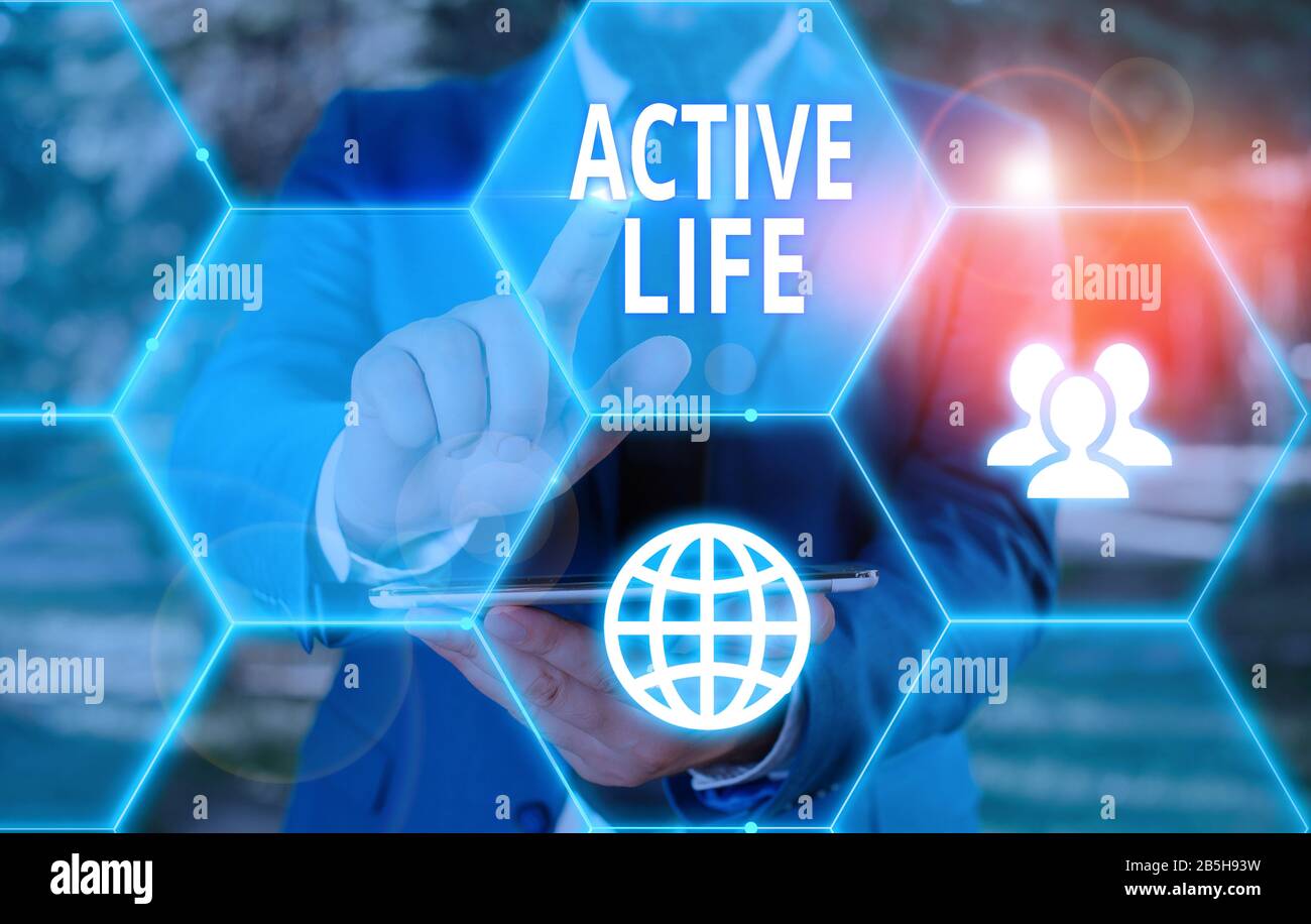 Conceptual hand writing showing Active Life. Concept meaning way of ...