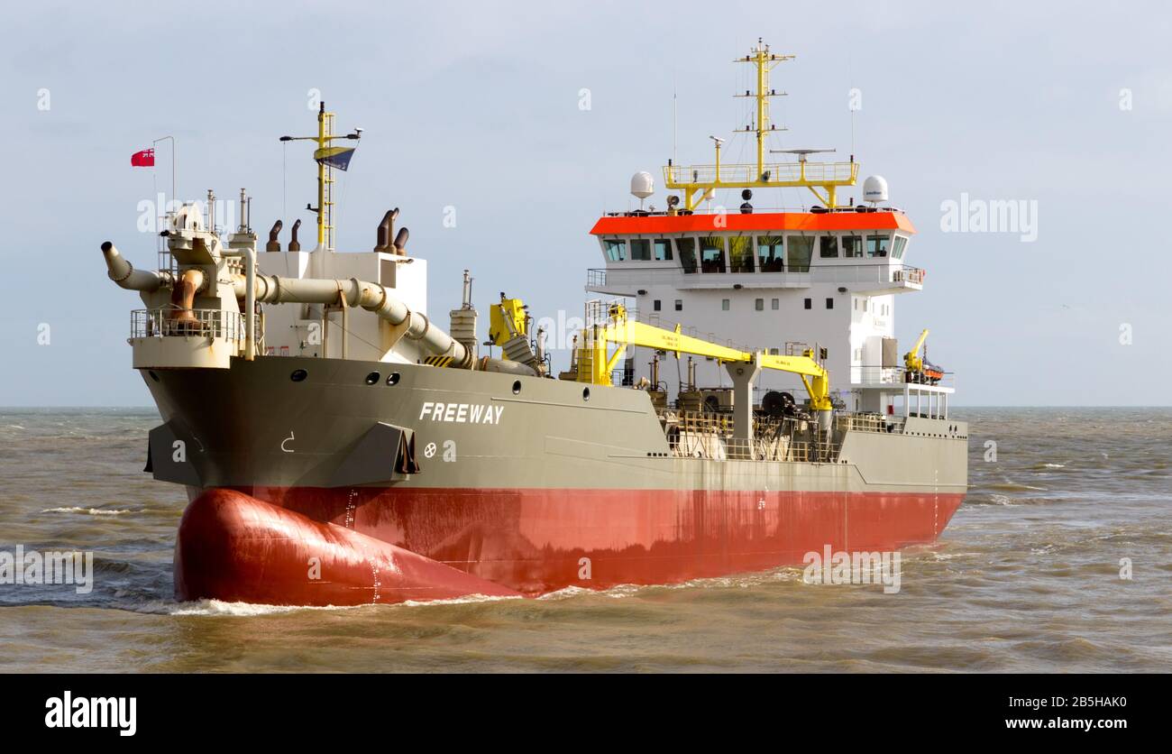 The Cyprus registered Hopper Dredger Freeway off the coast of Newhaven ...