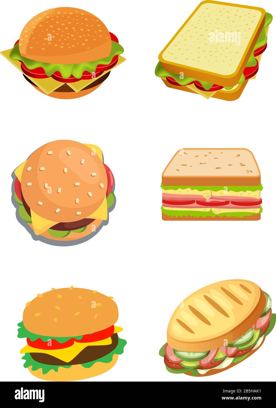 Illustration of burger and sandwich , with white background vector ...