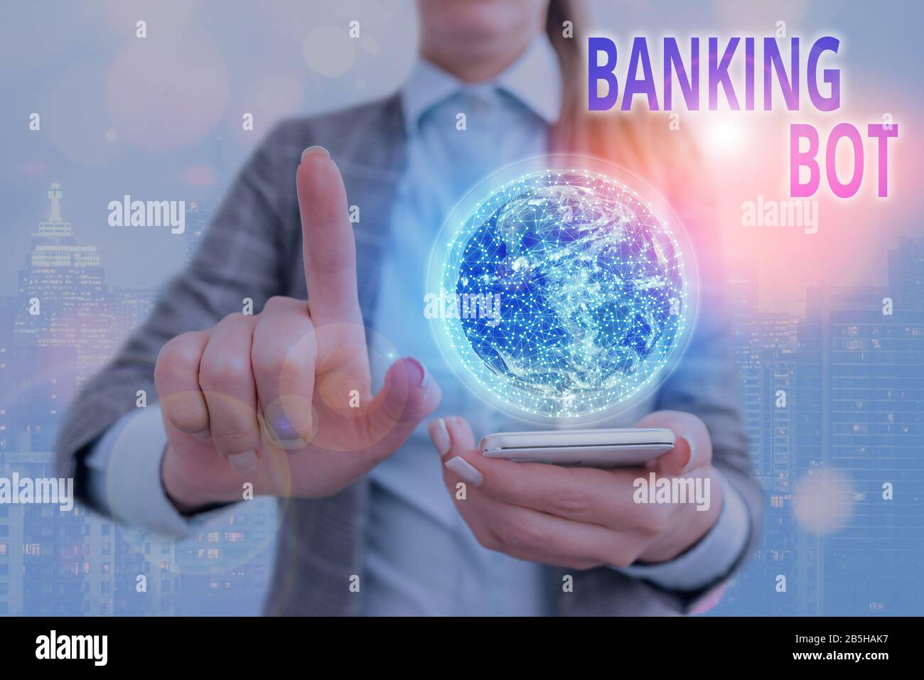 Handwriting text writing Banking Bot. Conceptual photo application that ...