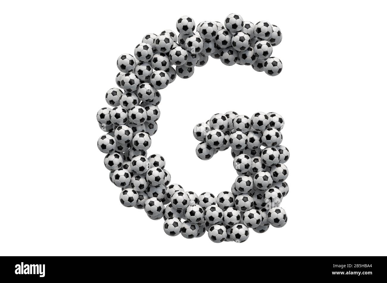 Letter G from soccer balls, 3D rendering isolated on white background ...