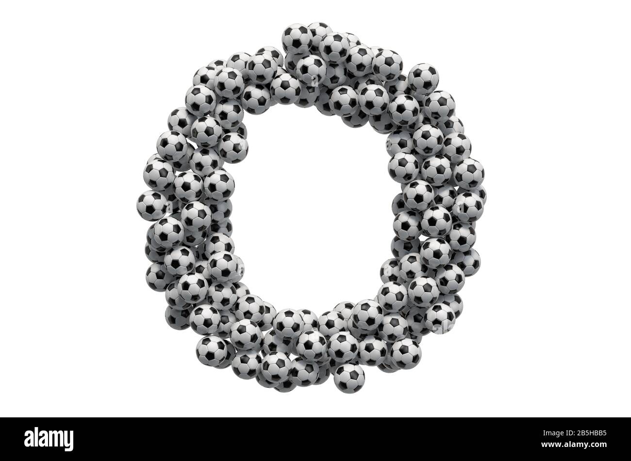 Letter O from soccer balls, 3D rendering isolated on white background ...