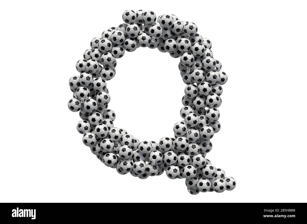 Letter Q from soccer balls, 3D rendering isolated on white background ...