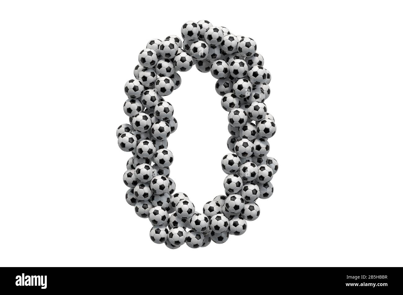 Number 0 from soccer balls, 3D rendering isolated on white background ...