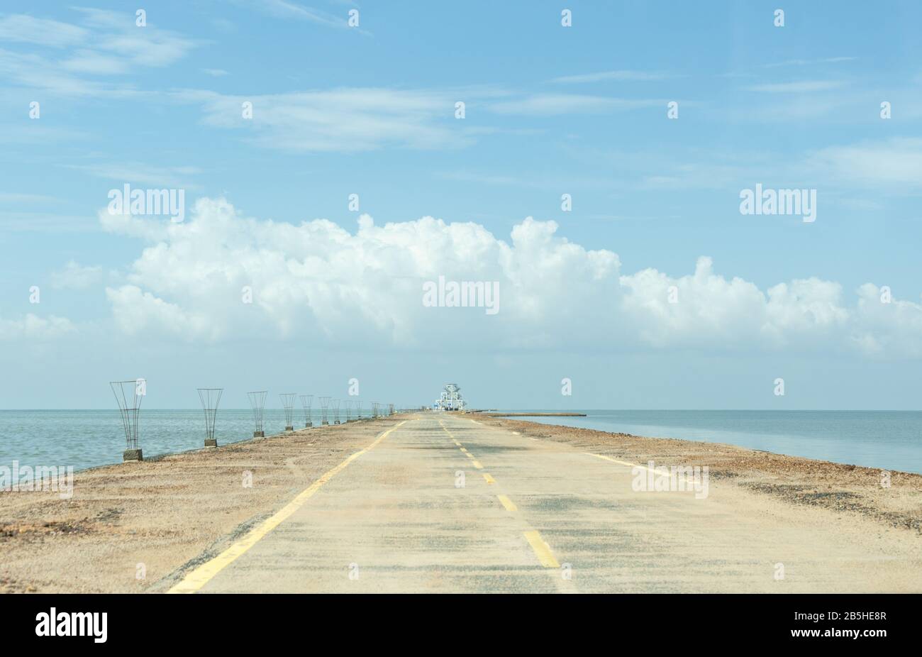 Straight road leading to the viewpoint at White Desert, Dhordo, Kutch ...