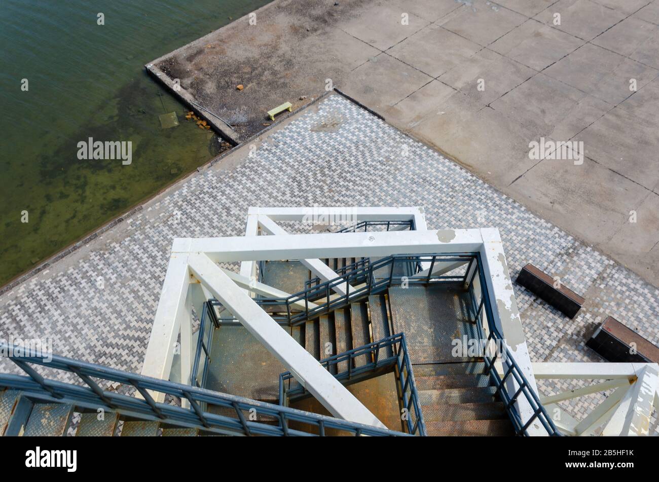 Massive metallic viewing tower which is built in the structure of a ...