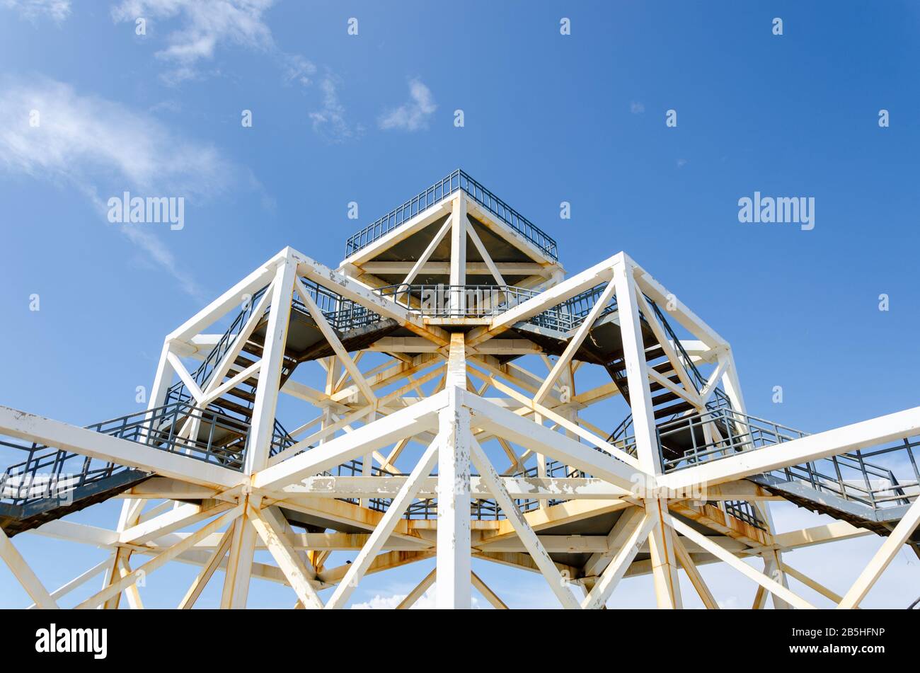 Massive metallic viewing tower which is built in the structure of a ...