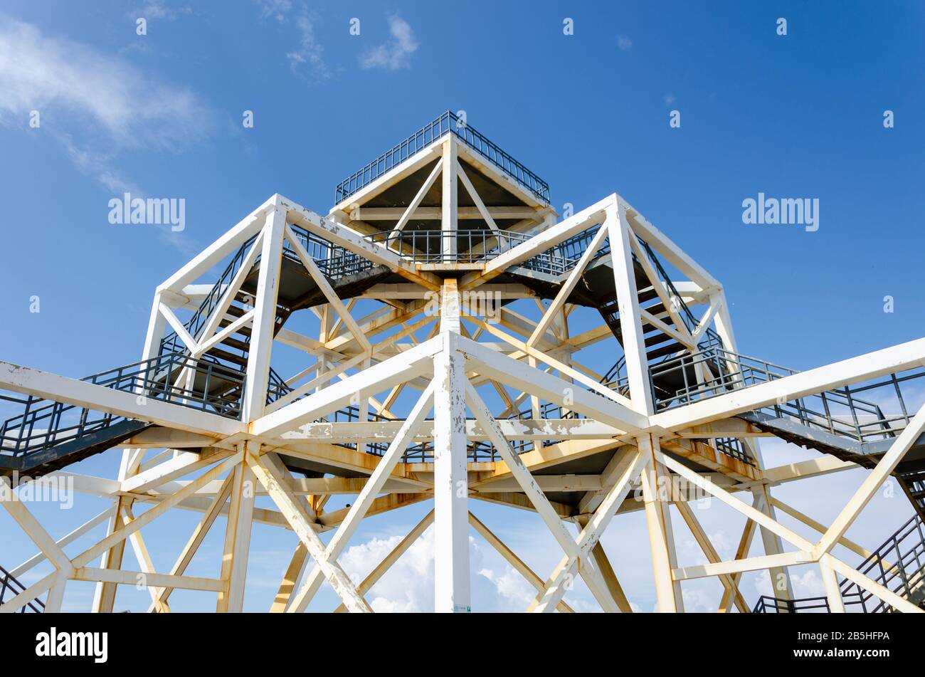 Massive metallic viewing tower which is built in the structure of a ...