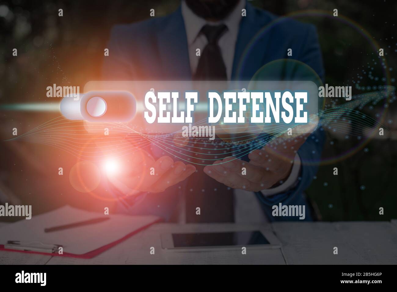 Handwriting text Self Defense. Conceptual photo the act of defending ...