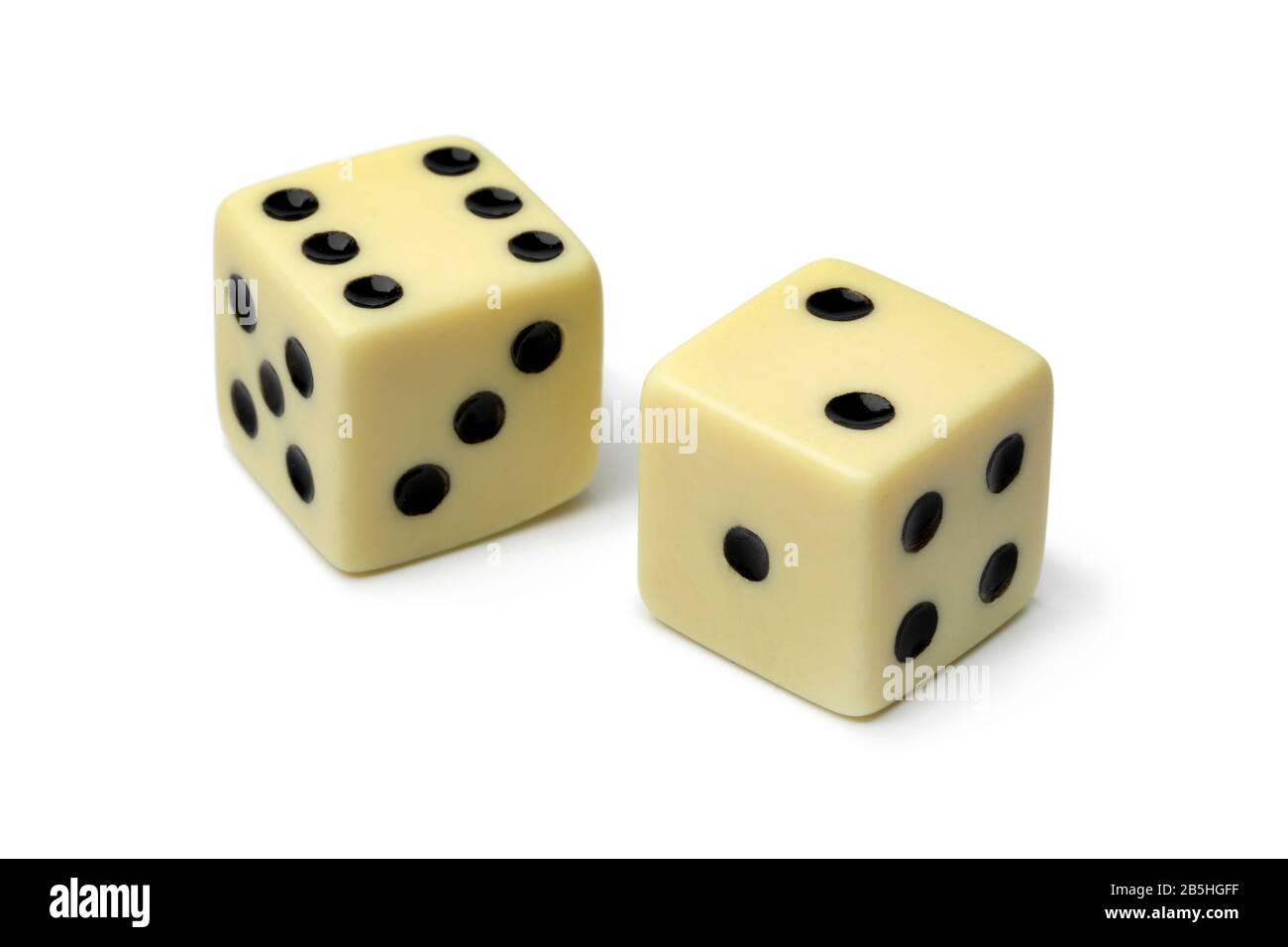 Pair of dices close up isolated on white background Stock Photo - Alamy