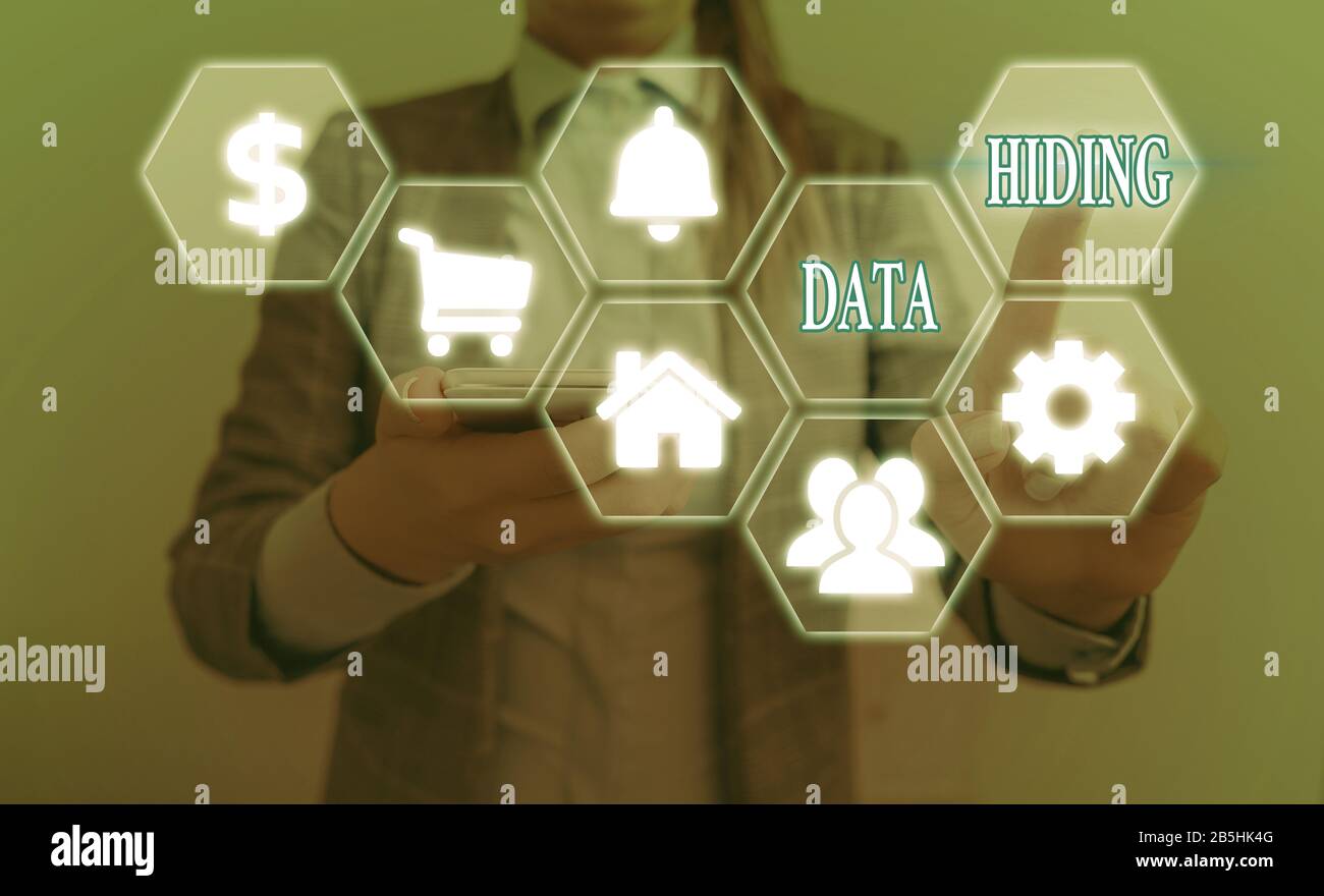 Handwriting text writing Data Hiding. Conceptual photo Secretly embedding data in graphics ...