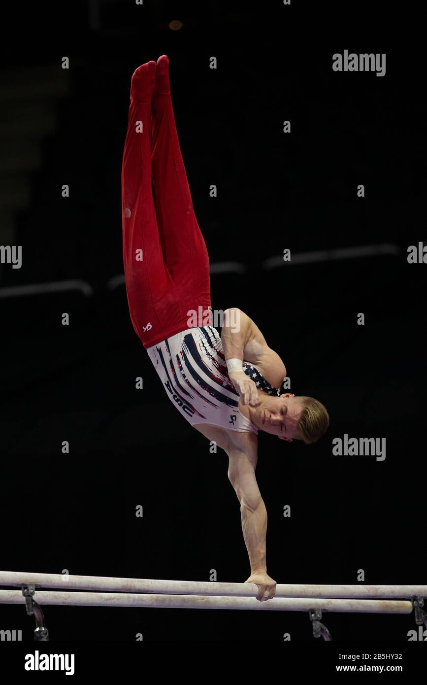 March 7, 2020: Gymnast Shane Wiskus (USA) competes during the men's all ...