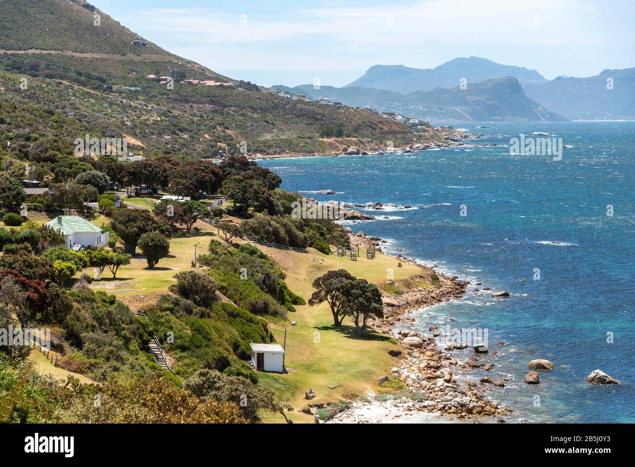Cape Peninsula, Western Cape, South Africa. Overview of a beach and the ...