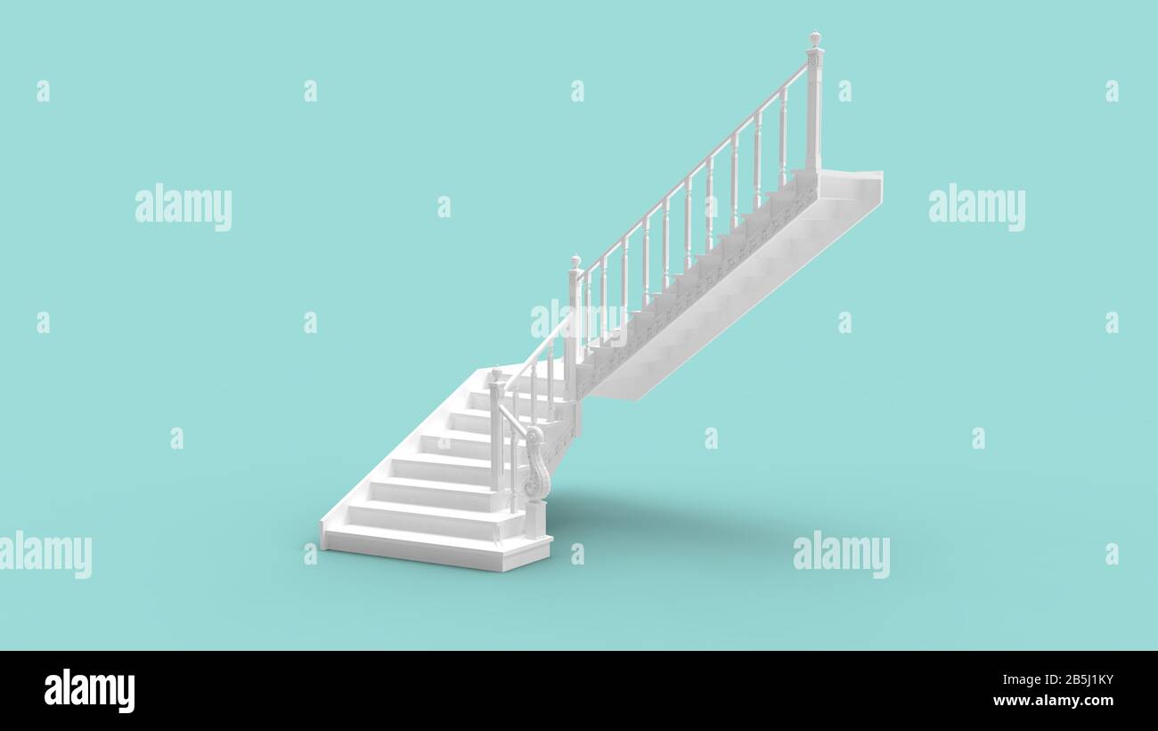 3D rendering of a staircase white blank empty space showcase stairs ...