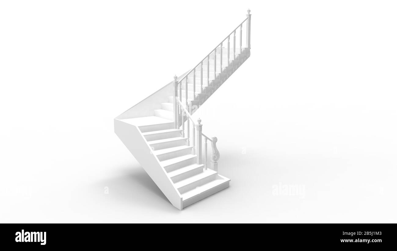 3D rendering of a staircase white blank empty space showcase stairs ...