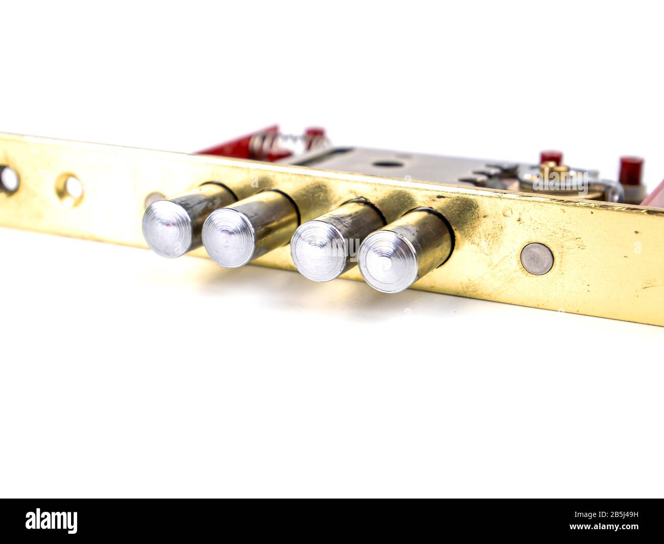 Door lock disassembled on a white background Stock Photo - Alamy
