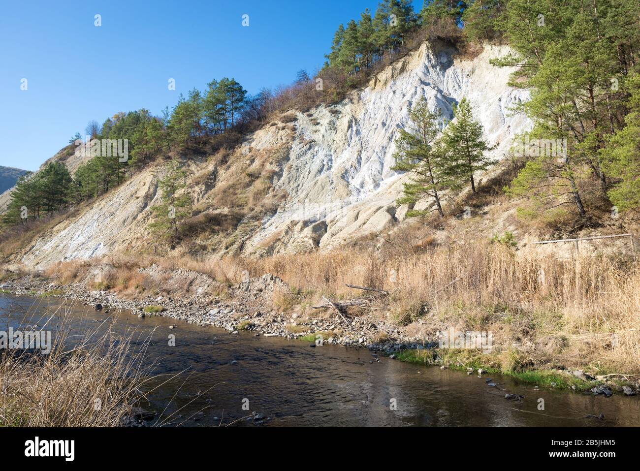 Rock salt along a river in Salt Mountains Reserve in Transylvania ...