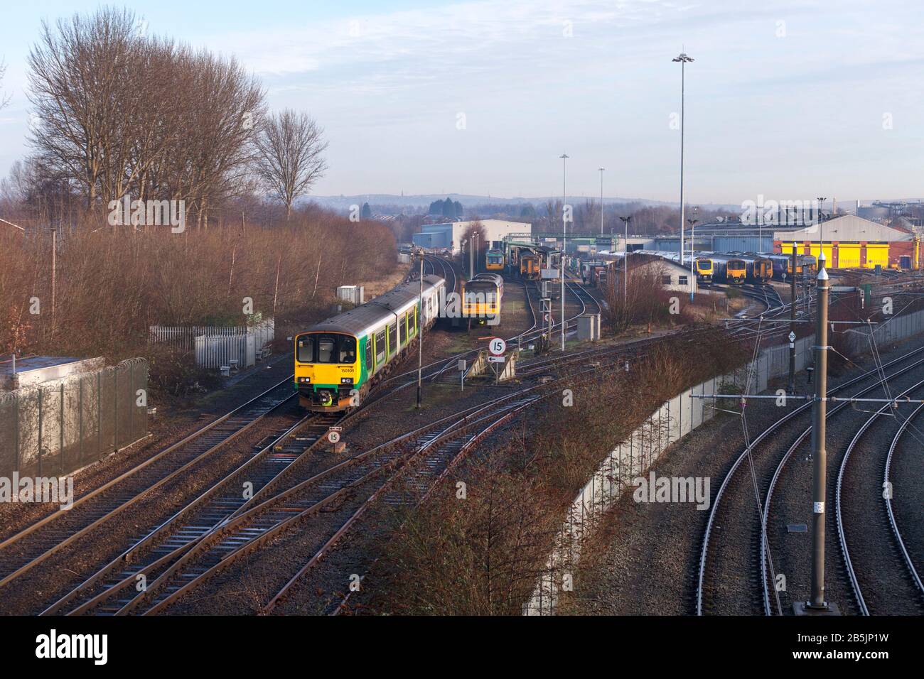 Northern Trains class 150 train passing the Northern rail Newton Heath ...
