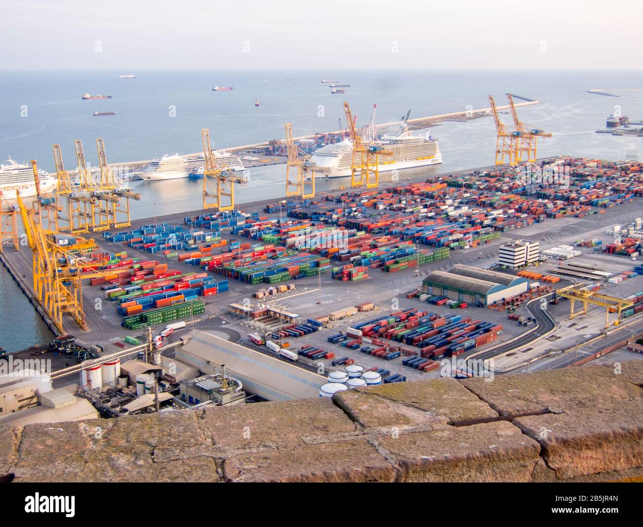 colored containers in the industrial harbor Stock Photo - Alamy
