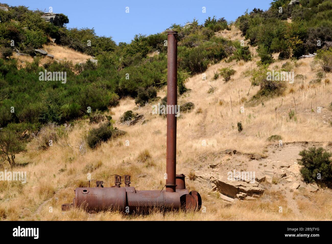 Boilers from the old Golden Progress mine rusting next to the poppet ...