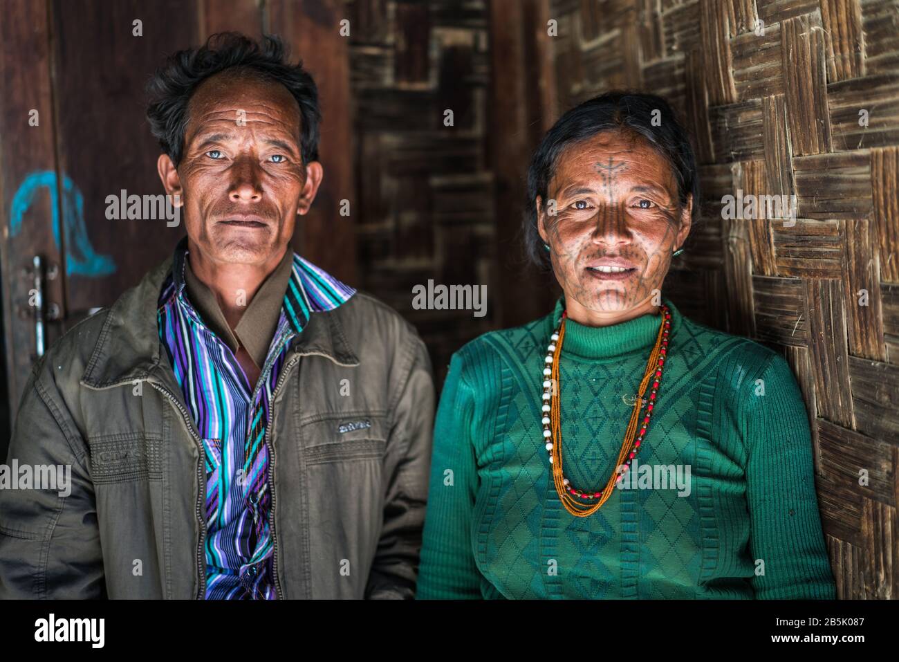 Local woman with tattooed face from village Mindat, Chin state, Myanmar ...